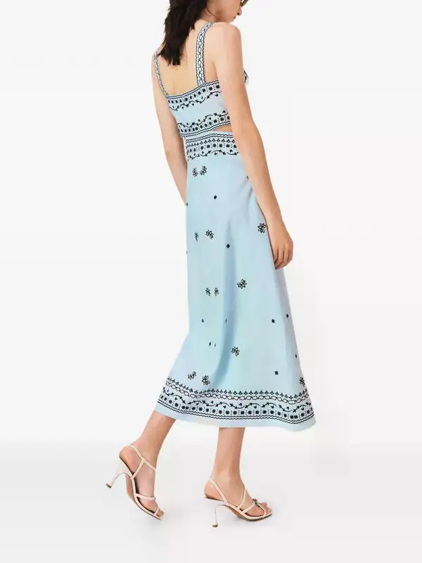 Maje Floral Embroidered Midi Dress - Blue