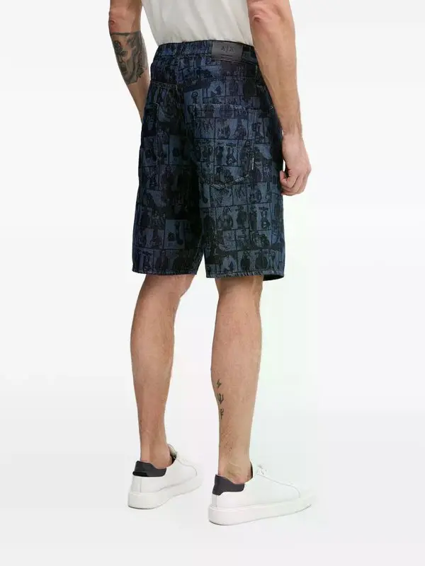 Armani Exchange Graphic Print Denim Shorts