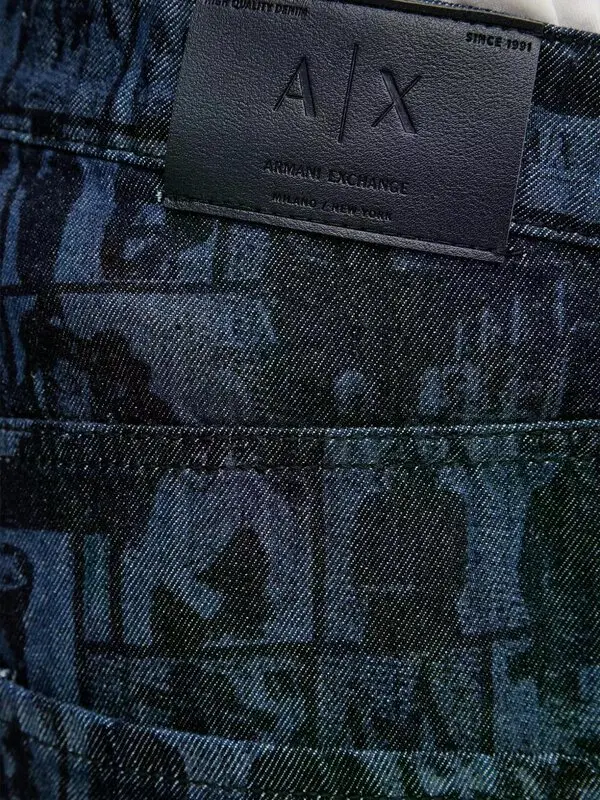 Armani Exchange Graphic Print Denim Shorts