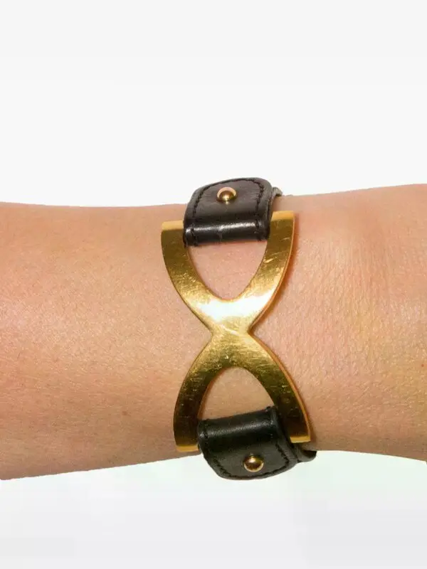 Hermès 1990s Infinity Plaque Leather Bracelet