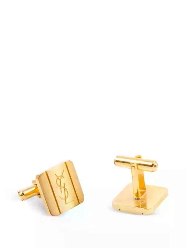 Saint Laurent 1990s Cassandre-logo Square Cuff-links - Gold