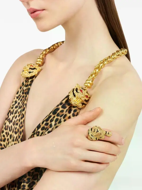 Roberto Cavalli Tiger Crystal-embellished Ring
