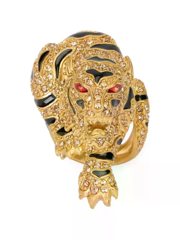 Roberto Cavalli Tiger Crystal-embellished Ring