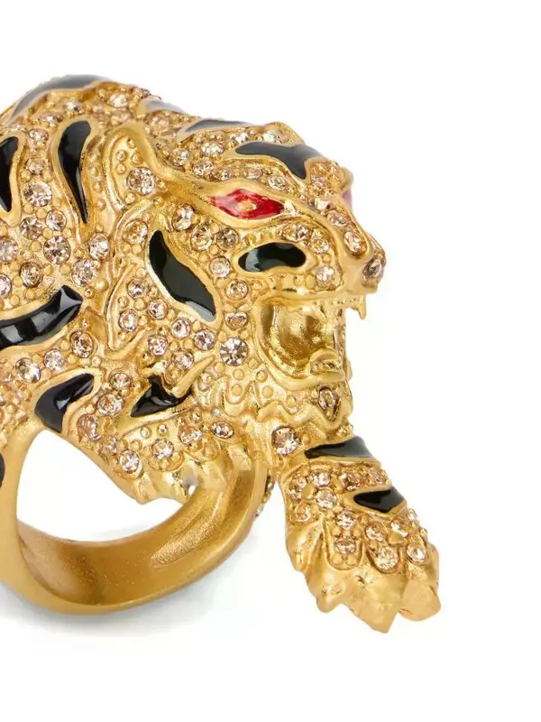Roberto Cavalli Tiger Crystal-embellished Ring
