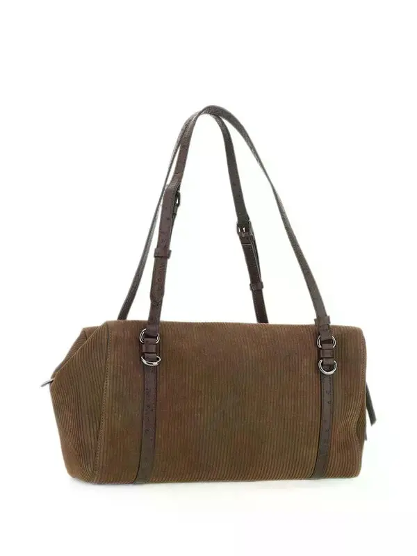 GIANNI CHIARINI Terry Ribbed Suede Shoulder Bag - Brown