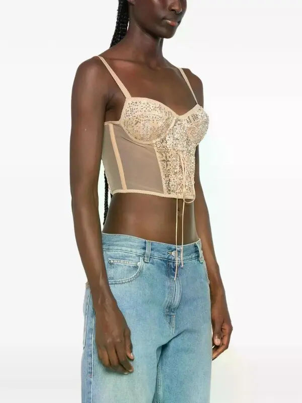 Ermanno Scervino Sequin-embellished Corset Top - Neutrals