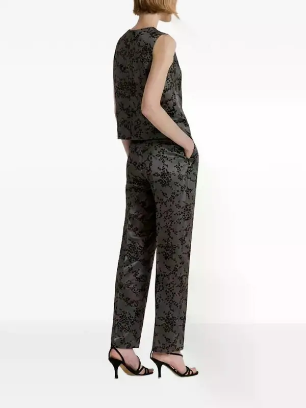 Alberta Ferretti Floral Print Tailored Trousers - Grey