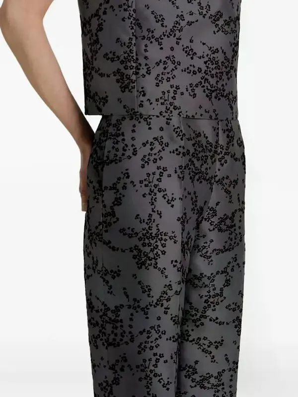 Alberta Ferretti Floral Print Tailored Trousers - Grey