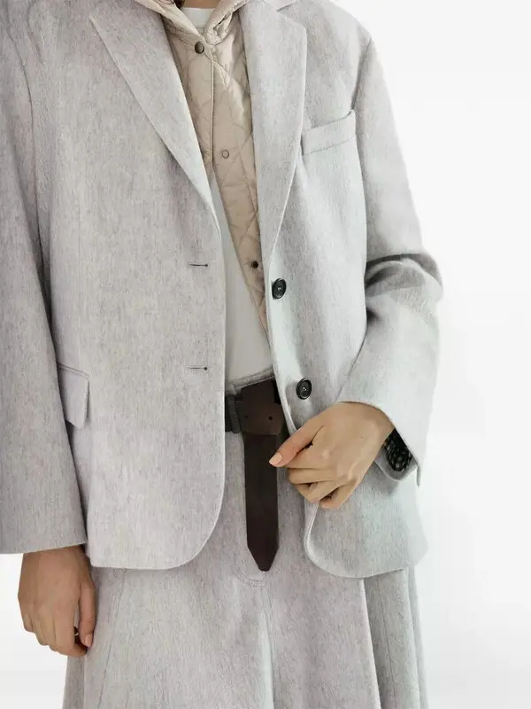 Brunello Cucinelli Wool Flannel Blazer With Monili Embellishment