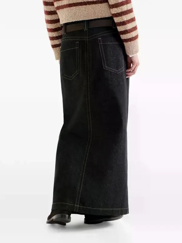 Brunello Cucinelli Five-pocket Monili-embellished Denim Wrap Skirt