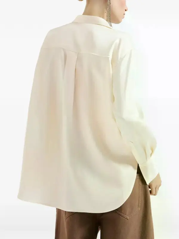 Brunello Cucinelli Silk Satin V-neck Blouse