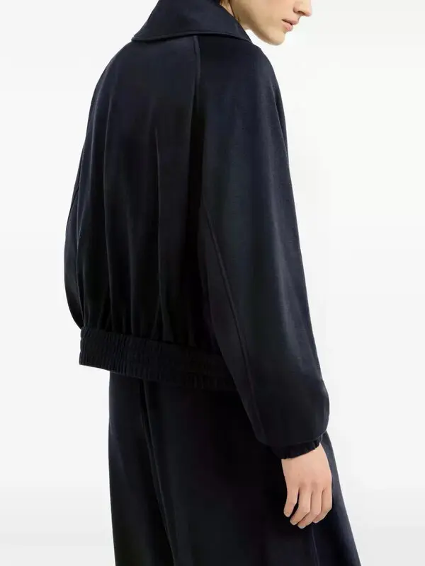Brunello Cucinelli Cotton And Silk Interlock Cardigan With Shiny Zipper Pull - Blue