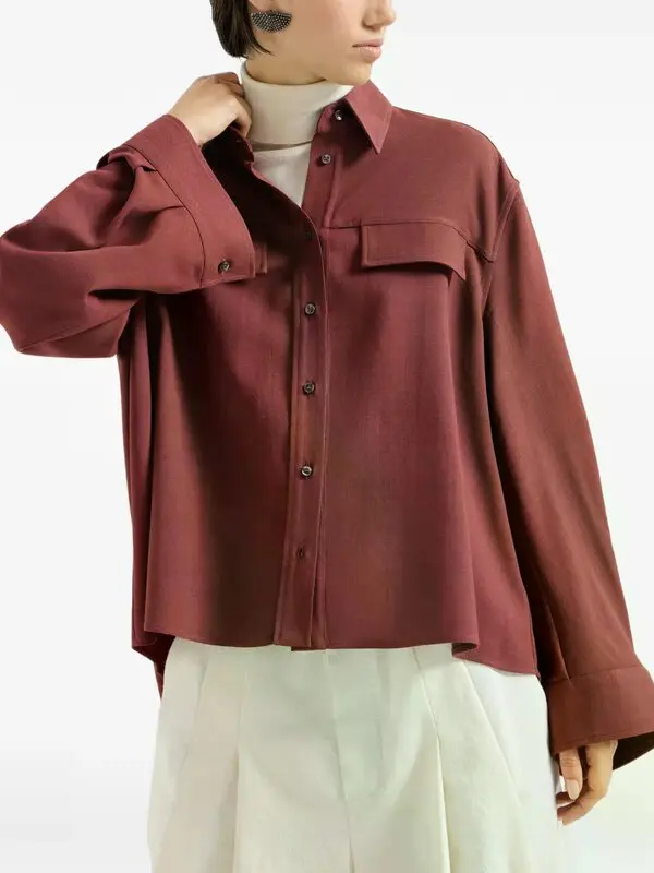 Brunello Cucinelli Virgin Wool Fluid Twill Cropped Shirt