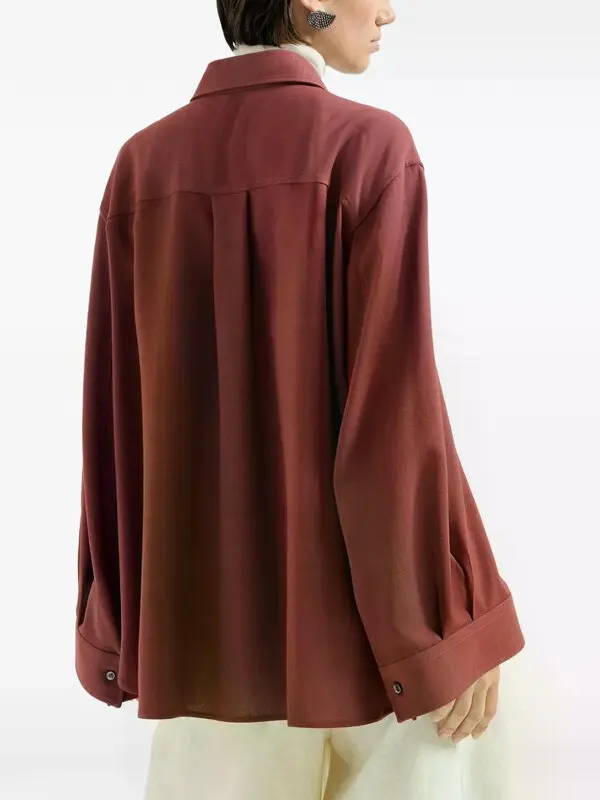 Brunello Cucinelli Virgin Wool Fluid Twill Cropped Shirt