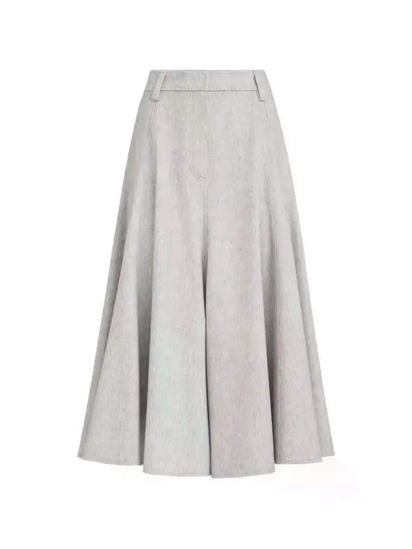 Brunello Cucinelli Wool Flannel Flared Skirt With Monili Embroidery