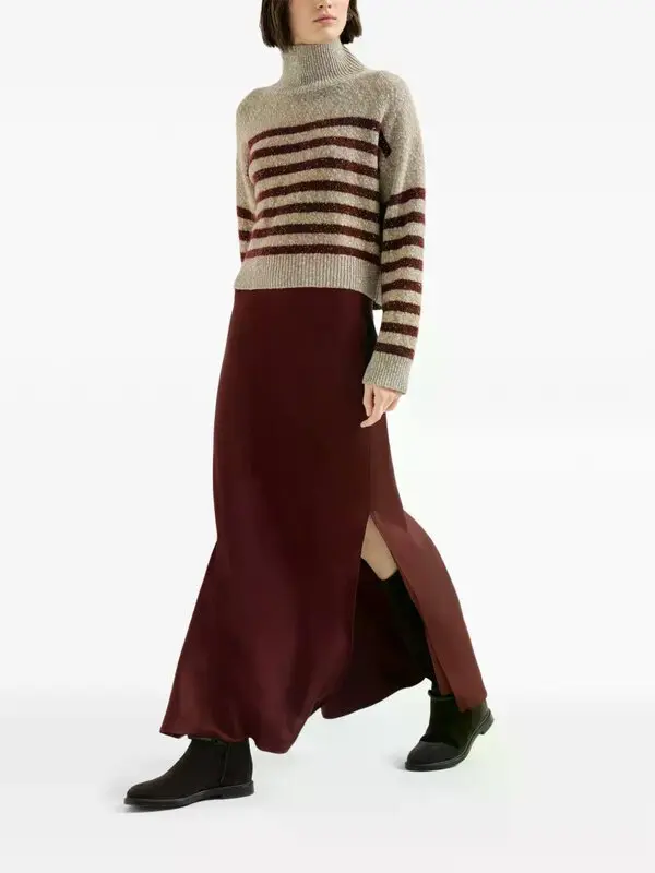 Brunello Cucinelli Satin Cady Fluid Bias-cut Skirt