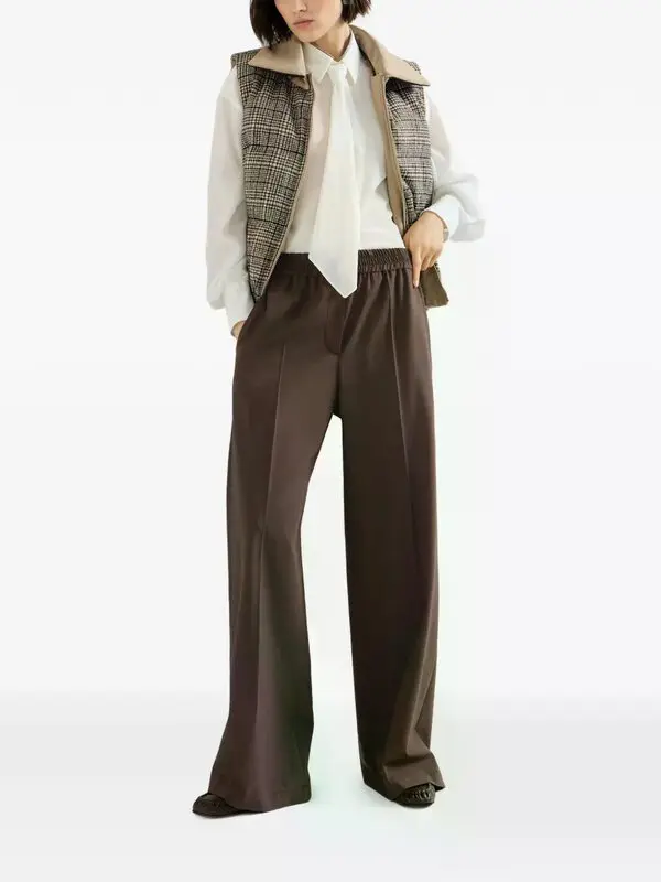 Brunello Cucinelli Tropical Luxury Wool Loose Track Trousers