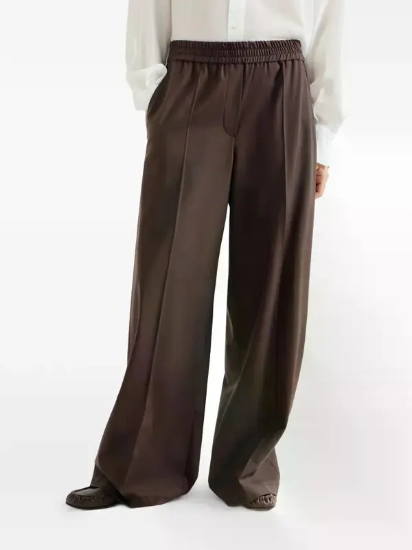 Brunello Cucinelli Tropical Luxury Wool Loose Track Trousers