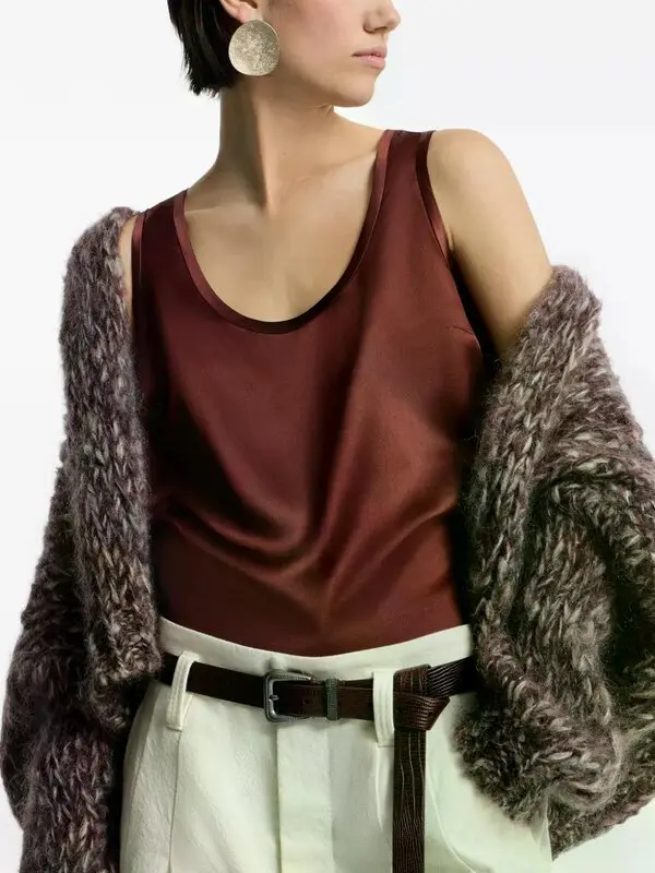 Brunello Cucinelli Stretch Silk Satin Camisole - Brown