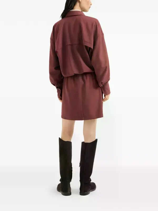 Brunello Cucinelli Virgin Wool Fluid Twill Shirt Dress With Monili Embellishment