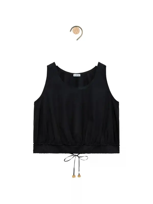 Loewe Anagram Embroidered Drawstring Tank Top - Black