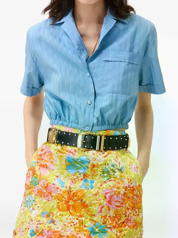 Versace Jacquard Cotton-silk Cropped Shirt