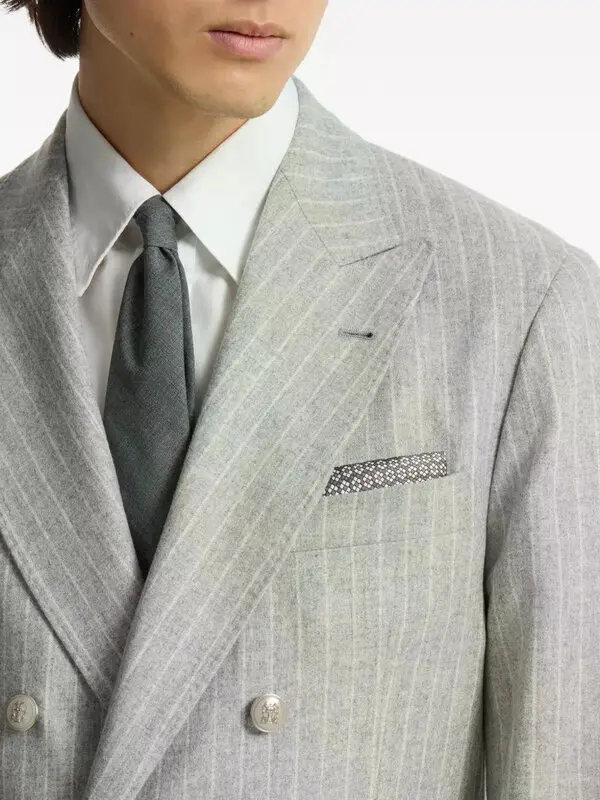 Brunello Cucinelli Silk Geometric-pattern Pocket Square - Grey