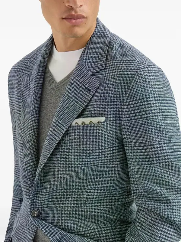 Brunello Cucinelli Silk Pocket Square With Medallion Design - Blue