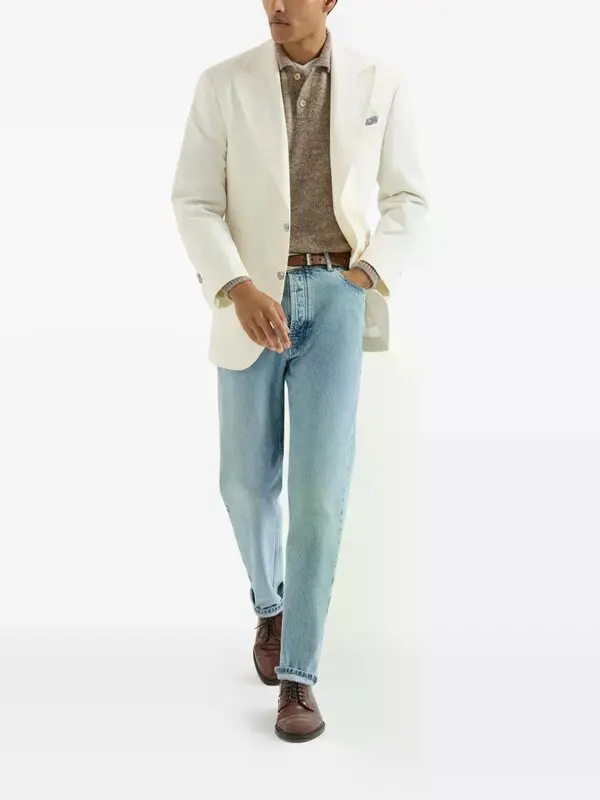 Brunello Cucinelli Alpaca, Cashmere And Wool Knit Polo