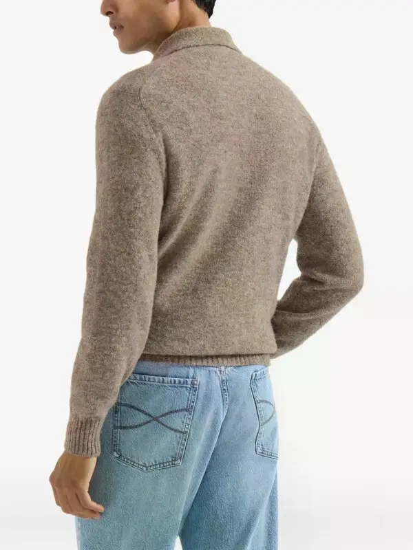Brunello Cucinelli Alpaca, Cashmere And Wool Knit Polo