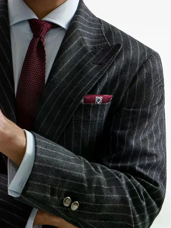 Brunello Cucinelli Silk Geometric-pattern Pocket Square - Red