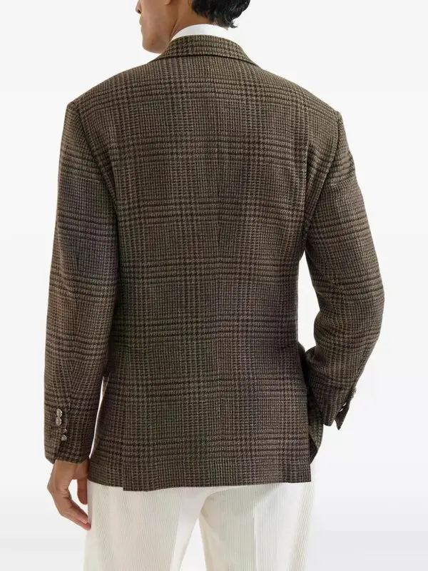 Brunello Cucinelli Cashmere Prince Of Wales Tailor Blazer - Brown