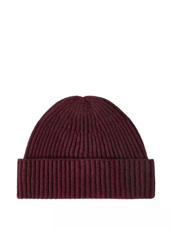 Brunello Cucinelli Cashmere English Rib Double Knit Beanie Hat - Red