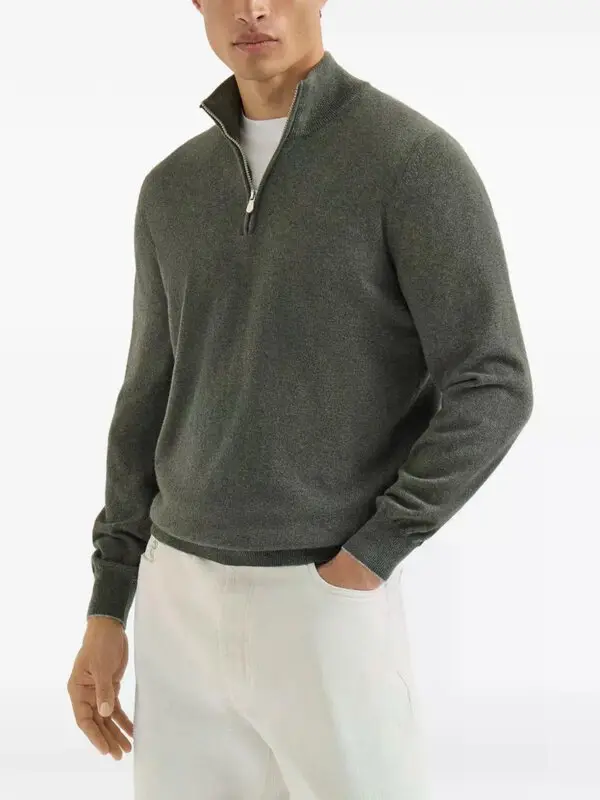 Brunello Cucinelli Cashmere Half-zip Sweater - Grey