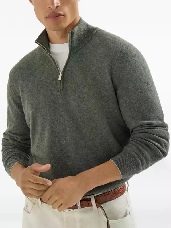 Brunello Cucinelli Cashmere Half-zip Sweater - Grey