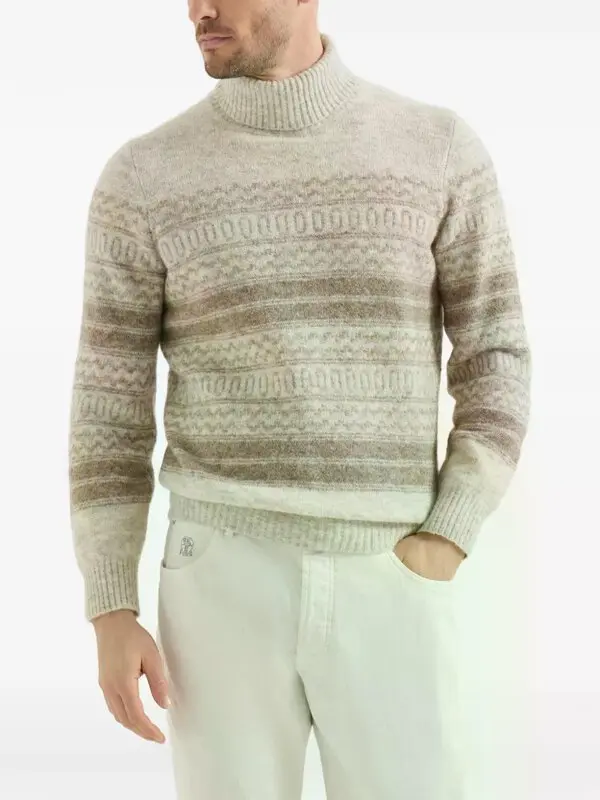Brunello Cucinelli Jacquard-knit Roll Neck Sweater