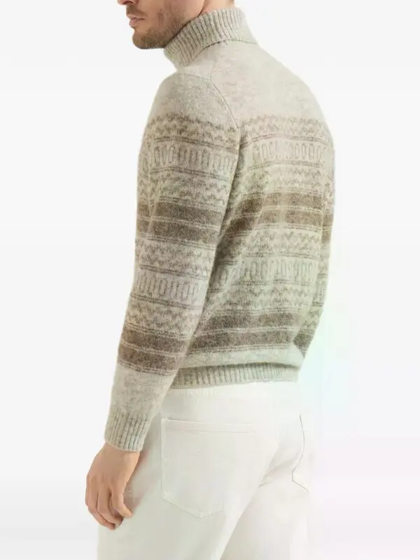 Brunello Cucinelli Jacquard-knit Roll Neck Sweater