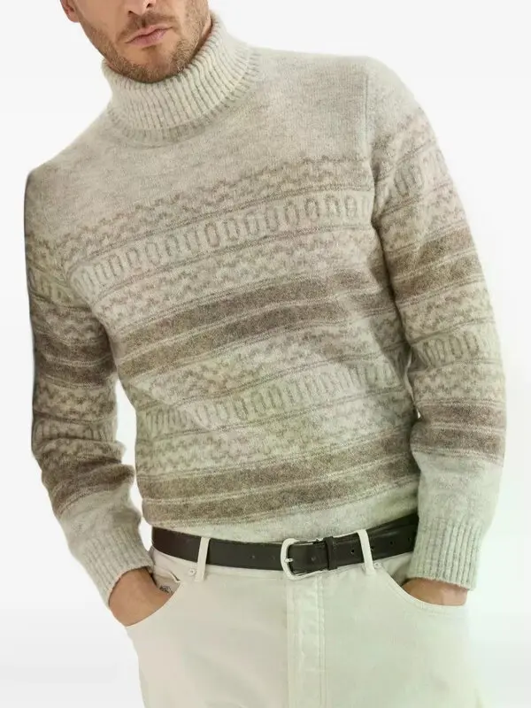 Brunello Cucinelli Jacquard-knit Roll Neck Sweater