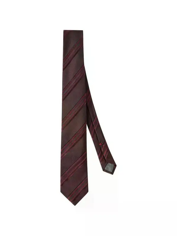 Brunello Cucinelli Diagonal Stripe Silk Neck Tie - Red