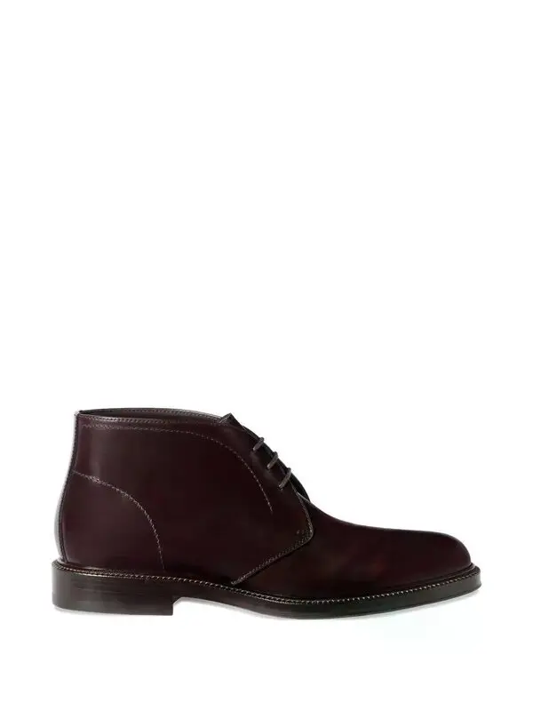 Brunello Cucinelli Polished Calfskin Chukka Boots - Red