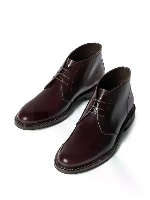 Brunello Cucinelli Polished Calfskin Chukka Boots
