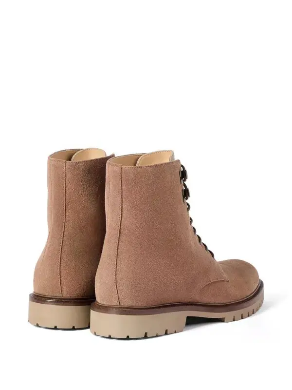 Brunello Cucinelli Lace-up Suede Ankle Boots - Neutrals