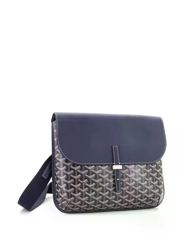 Goyard Coursier Messenger Bag In Coated Canvas And Leather - Blue