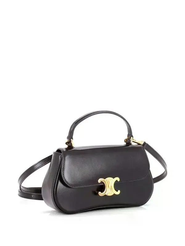 Celine Lola Triomphe Top Handle Bag Leather Teen Satchel - Black