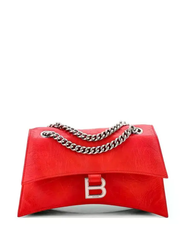 Balenciaga Crush Chain Flap Leather Small Crossbody Bag - Red