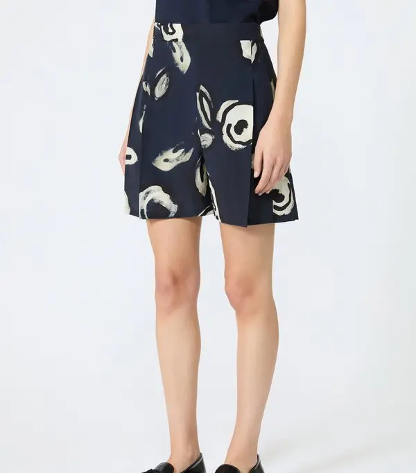 Max Mara Printed Silk Shorts With Tie Sash
