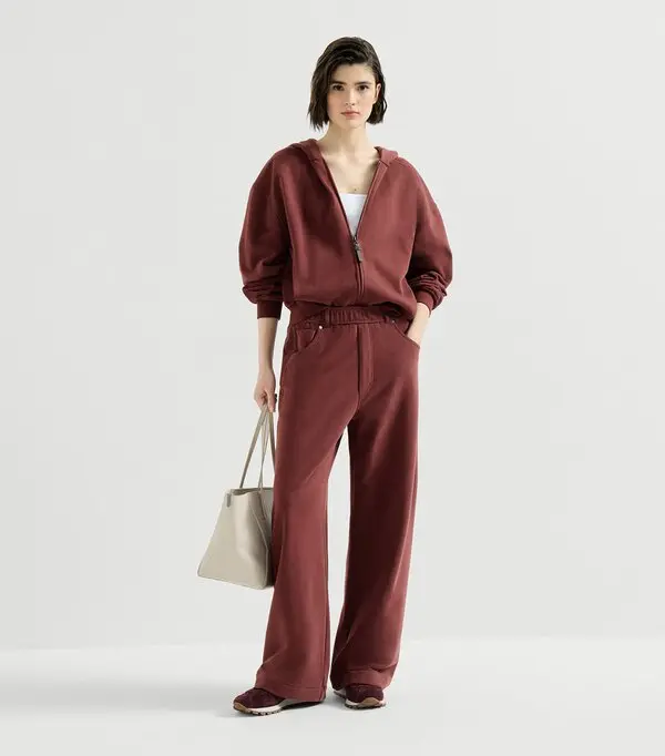 Brunello Cucinelli French Terry Relaxed Fit Sweatpants - Red