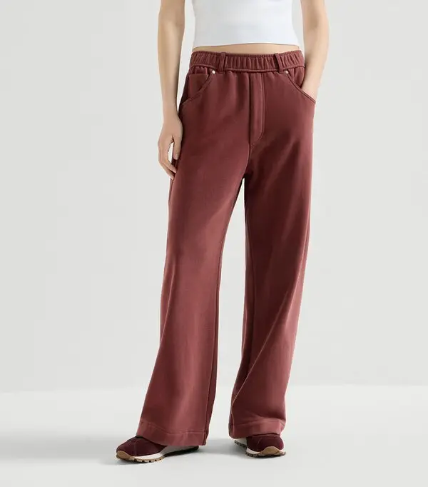 Brunello Cucinelli French Terry Relaxed Fit Sweatpants - Red