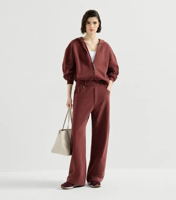 Brunello Cucinelli French Terry Full Zip Hoodie With Monili Beading