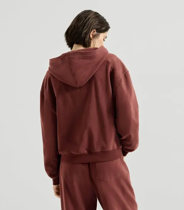 Brunello Cucinelli French Terry Full Zip Hoodie With Monili Beading